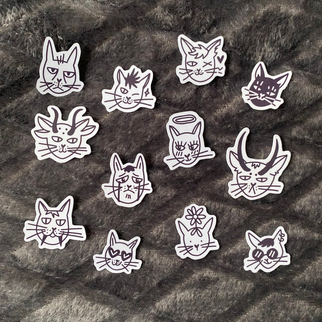 Stickers 12 Cats in Shiny Vinyl Paper Gift Idea New Version - Etsy