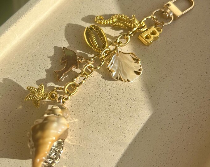 Seashell Pearl Starfish Purse Charm Beaded Tote Bag Dangle Beach ...