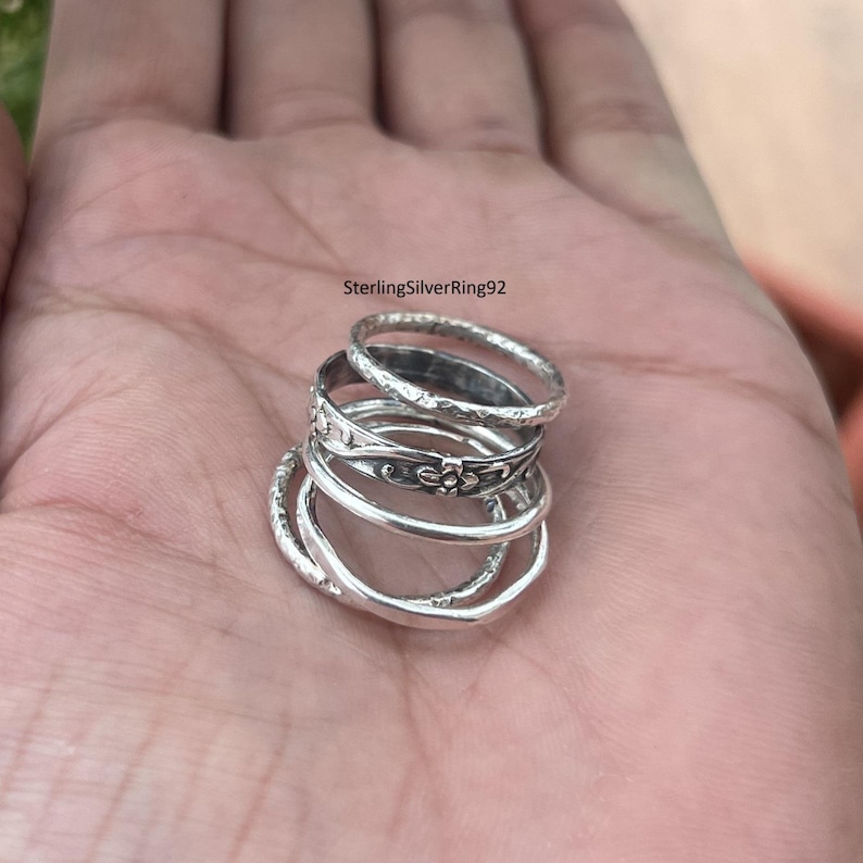 Sterling Silver Stackable Ring Set: Handmade Halloween Midi Rings - Etsy