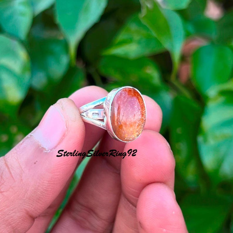 Dainty Sunstone Ring: Handmade 925 Sterling Silver Boho Hippie Ring - Etsy
