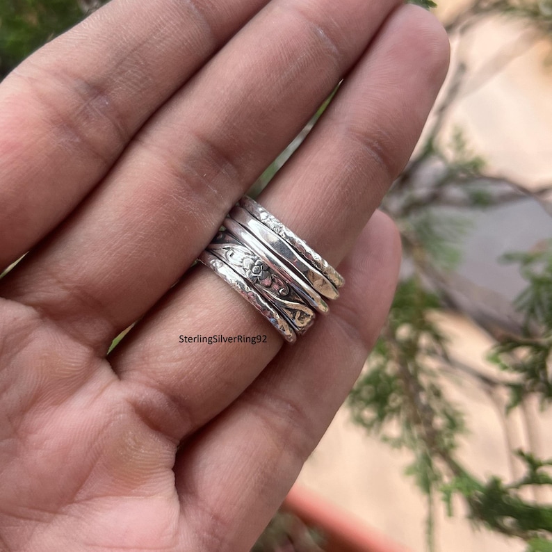 Sterling Silver Stackable Ring Set: Handmade Halloween Midi Rings - Etsy