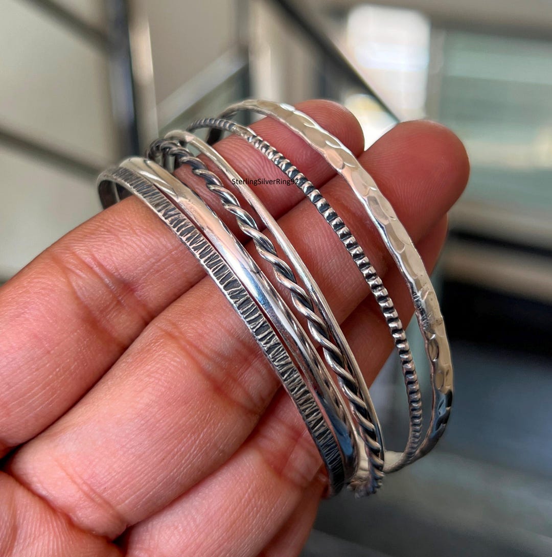 6 Set Bangles~ 925 Sterling Silver Bangle~ Handcrafted Bangle~ Gorgeous ...