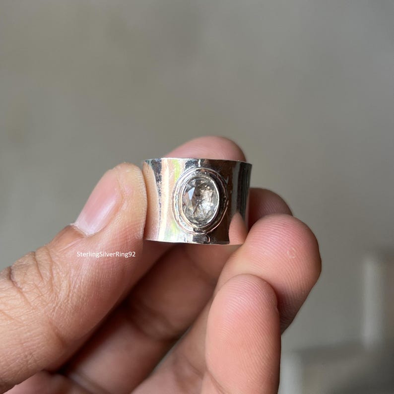 Wide Band Peridot Ring: Handmade Sterling Silver Boho Statement Ring - Etsy
