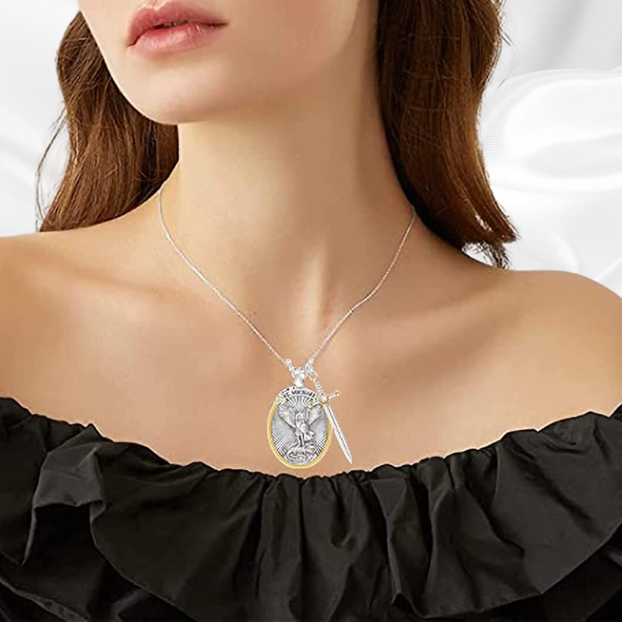 Archangel St. Michael Catholic Patron Steel Pendant Necklace Jewelry ...