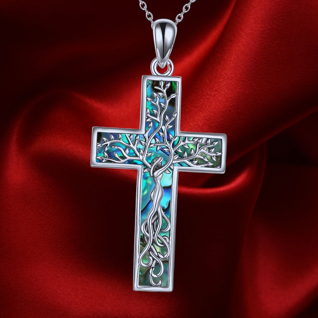 Tree of Life Cross Necklace Sterling Silver Cross Tree of Life Pendant ...