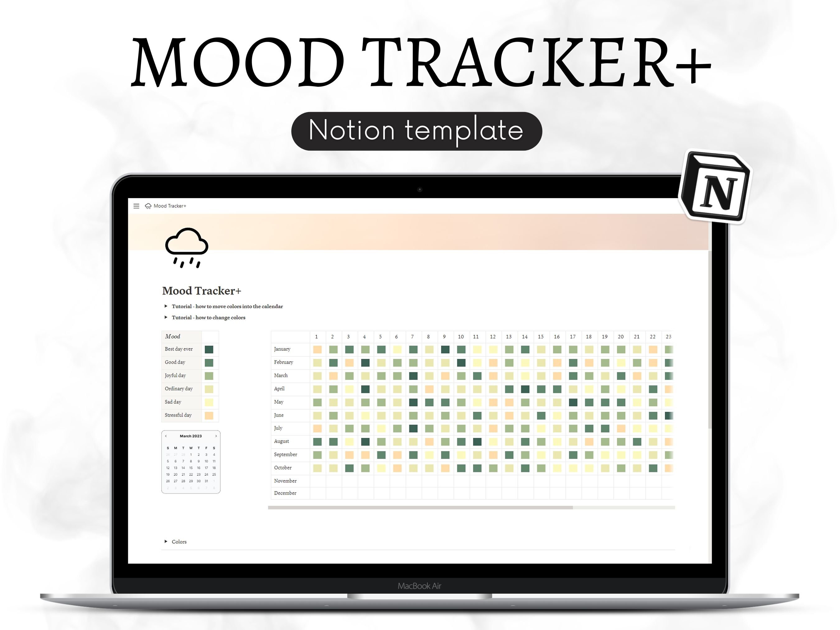 Notion Mood Tracker Notion Template Mood Journal ADHD - Etsy Australia