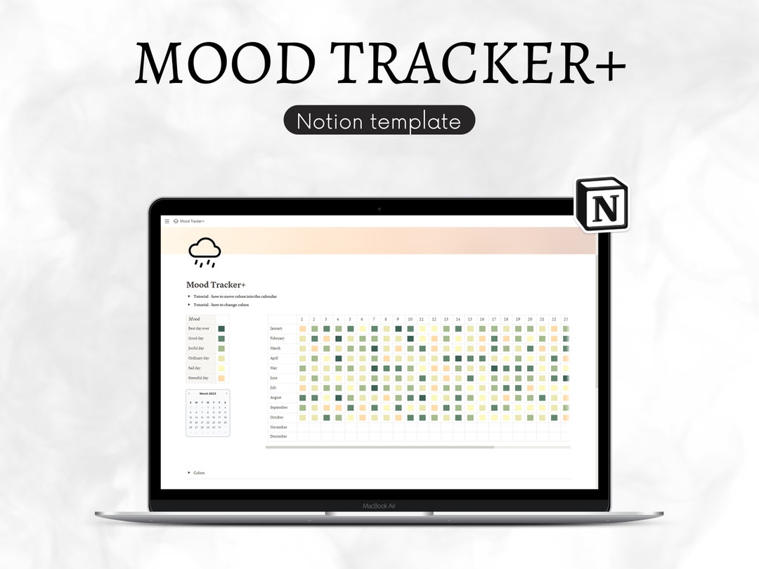 Notion Mood Tracker, Notion Template, Mood Journal, ADHD Personal Planner, Notion Calendar ...