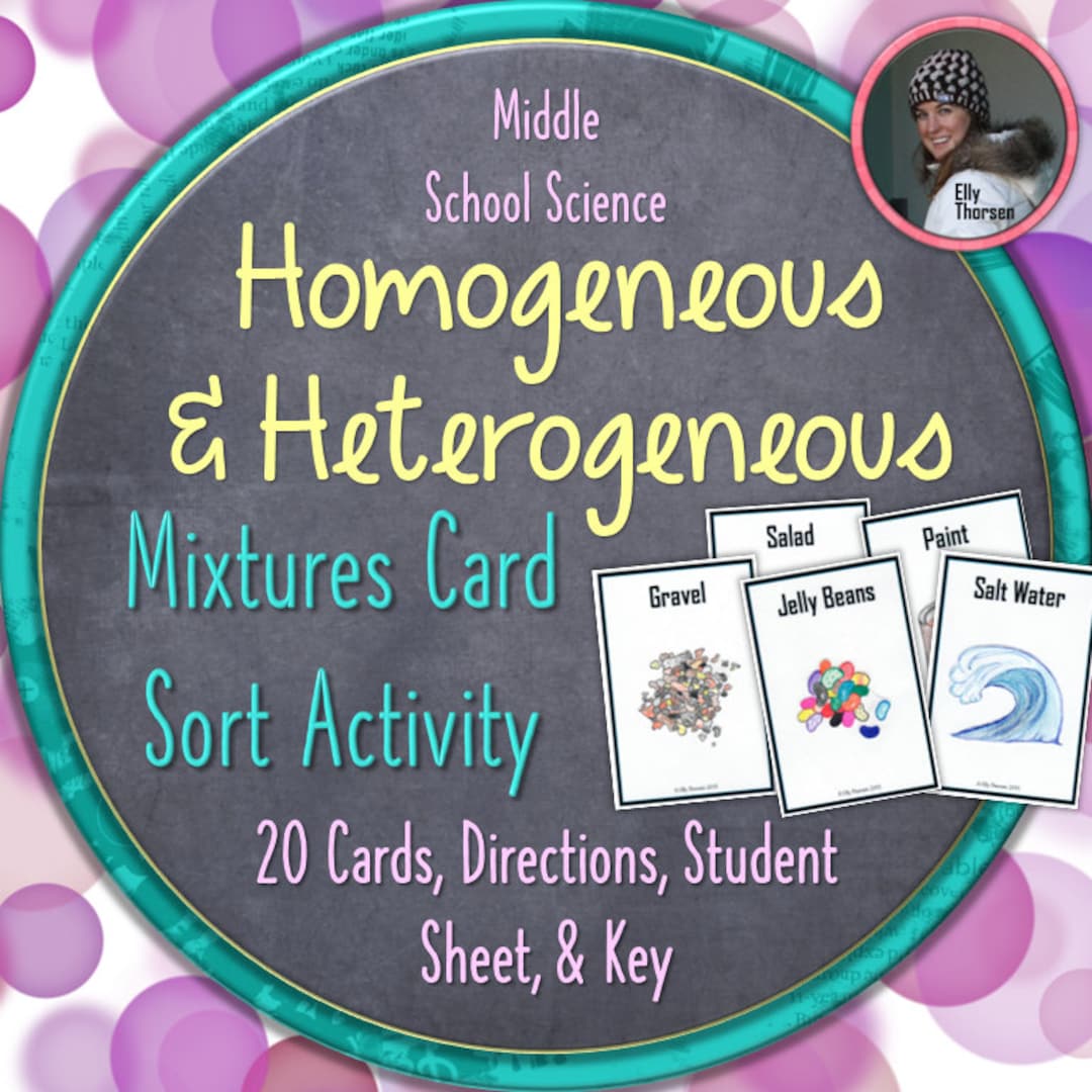 Homogeneous and Heterogeneous Mixtures Card Sorting Activity - Etsy