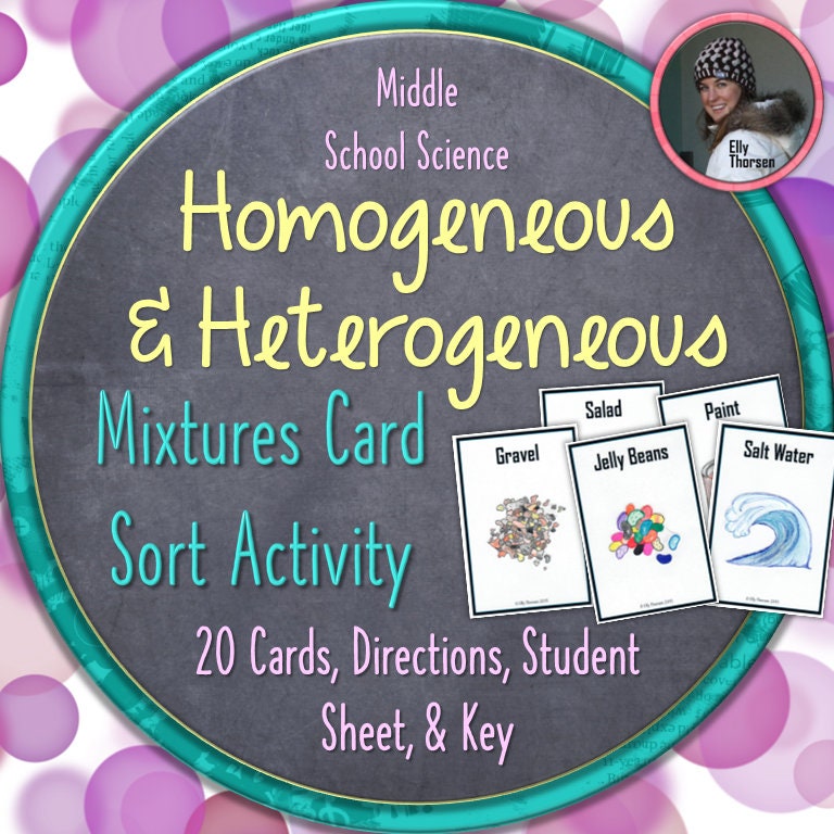 Homogeneous and Heterogeneous Mixtures Card Sorting Activity - Etsy
