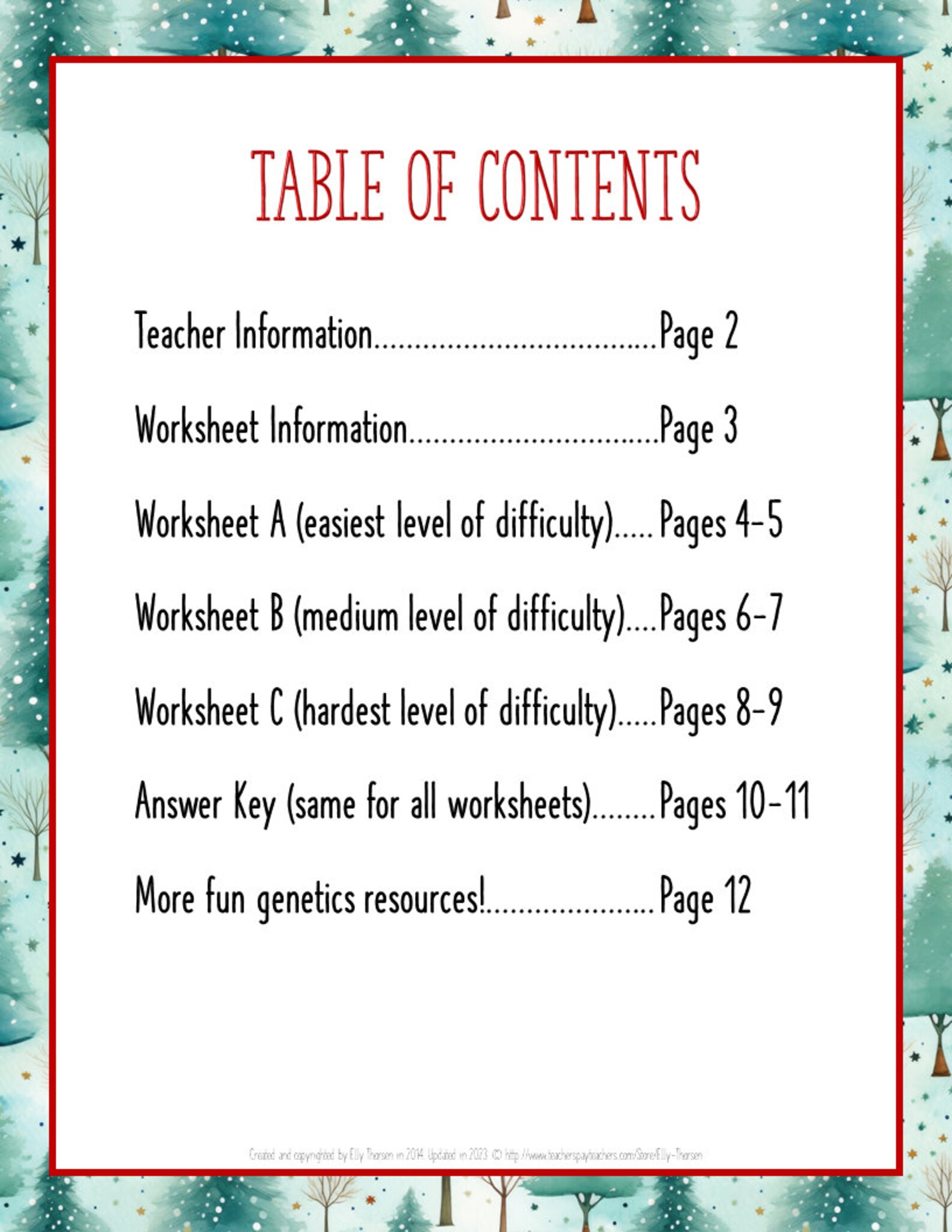 Christmas Winter Genetics Worksheet: Differentiated Punnett Square ...