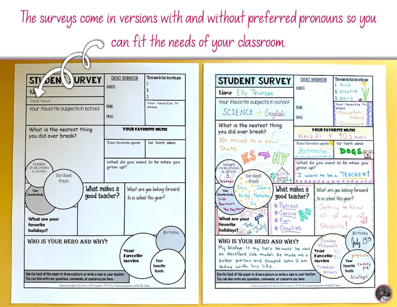 Beginning of the Year Student Interest Survey in English and Spanish ...