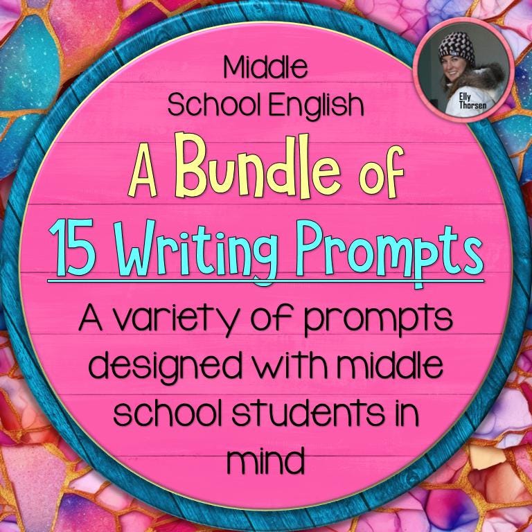 Middle School Writing Prompt Bundle of 15 Writing Prompts in PDF Form ...
