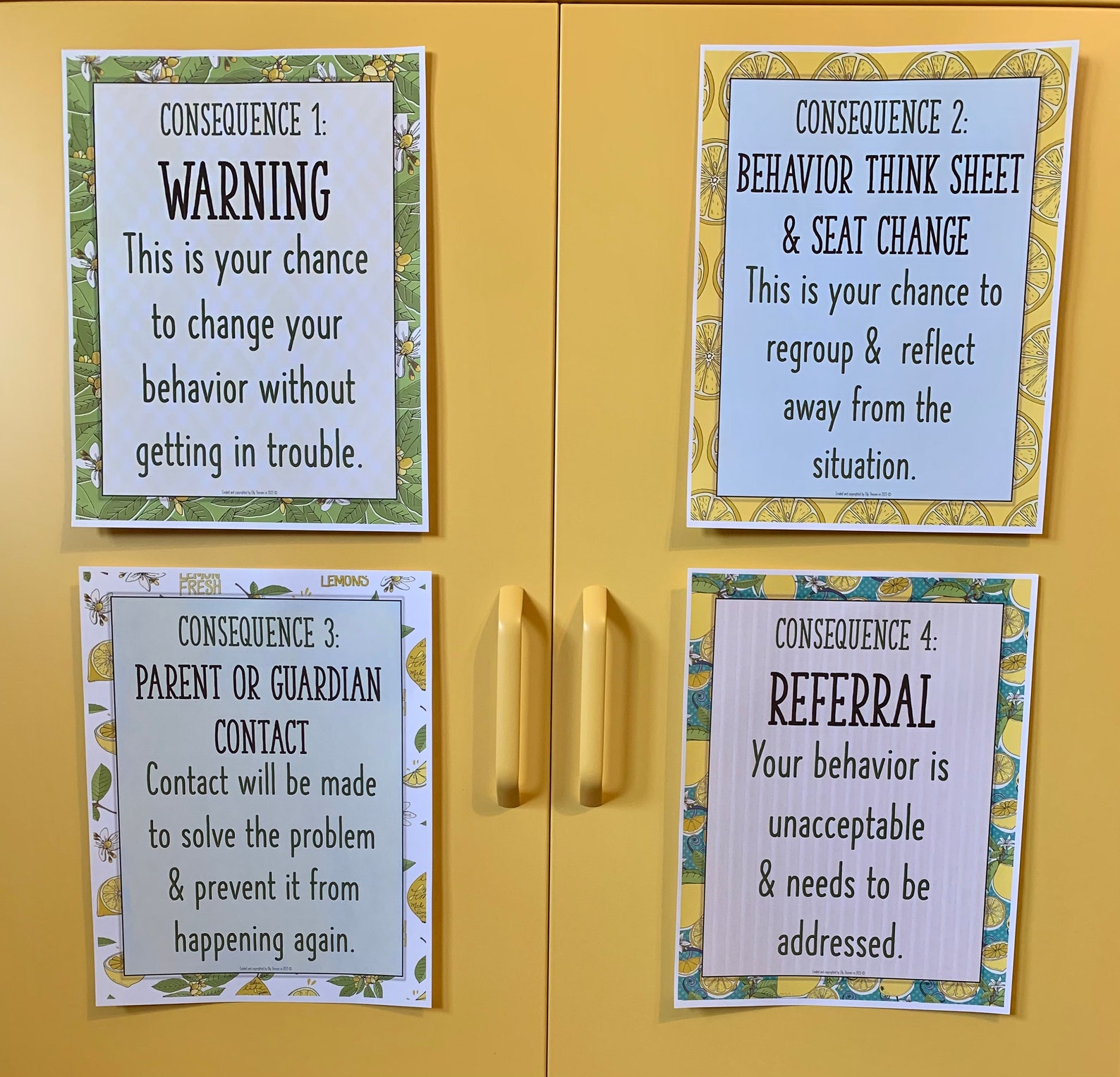 Classroom Management Class Rules & Consequences Posters: Lemon Theme - Etsy