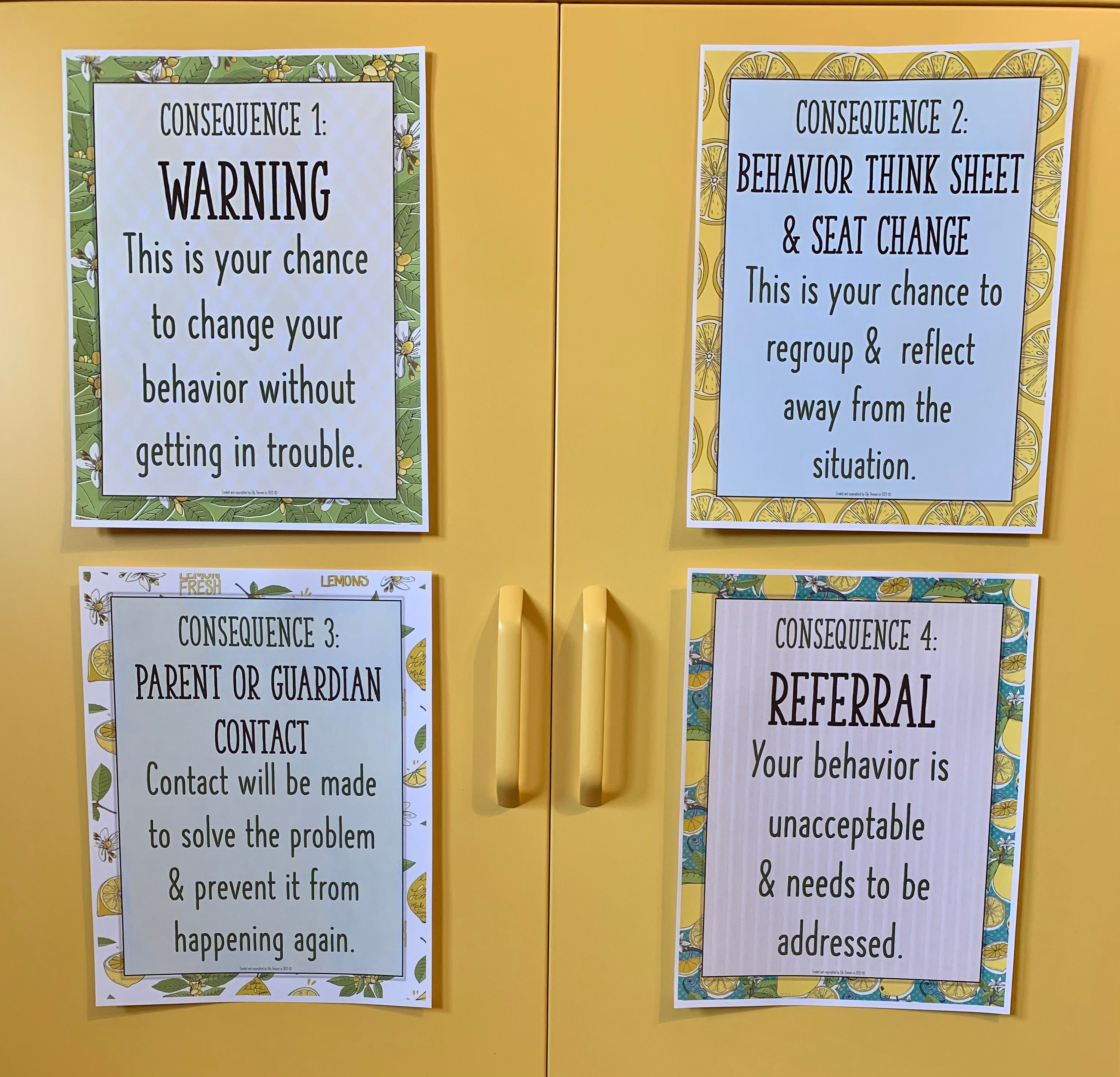 Classroom Management Class Rules & Consequences Posters: Lemon Theme - Etsy