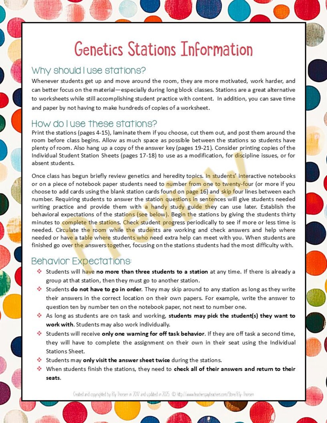 Genetics and Heredity Stations Activity or Lab for Middle School ...