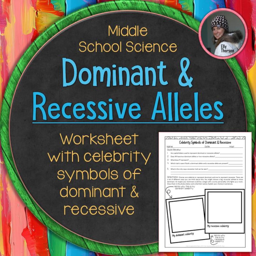 Dominant and Recessive Alleles Activity Worksheet for Middle School ...