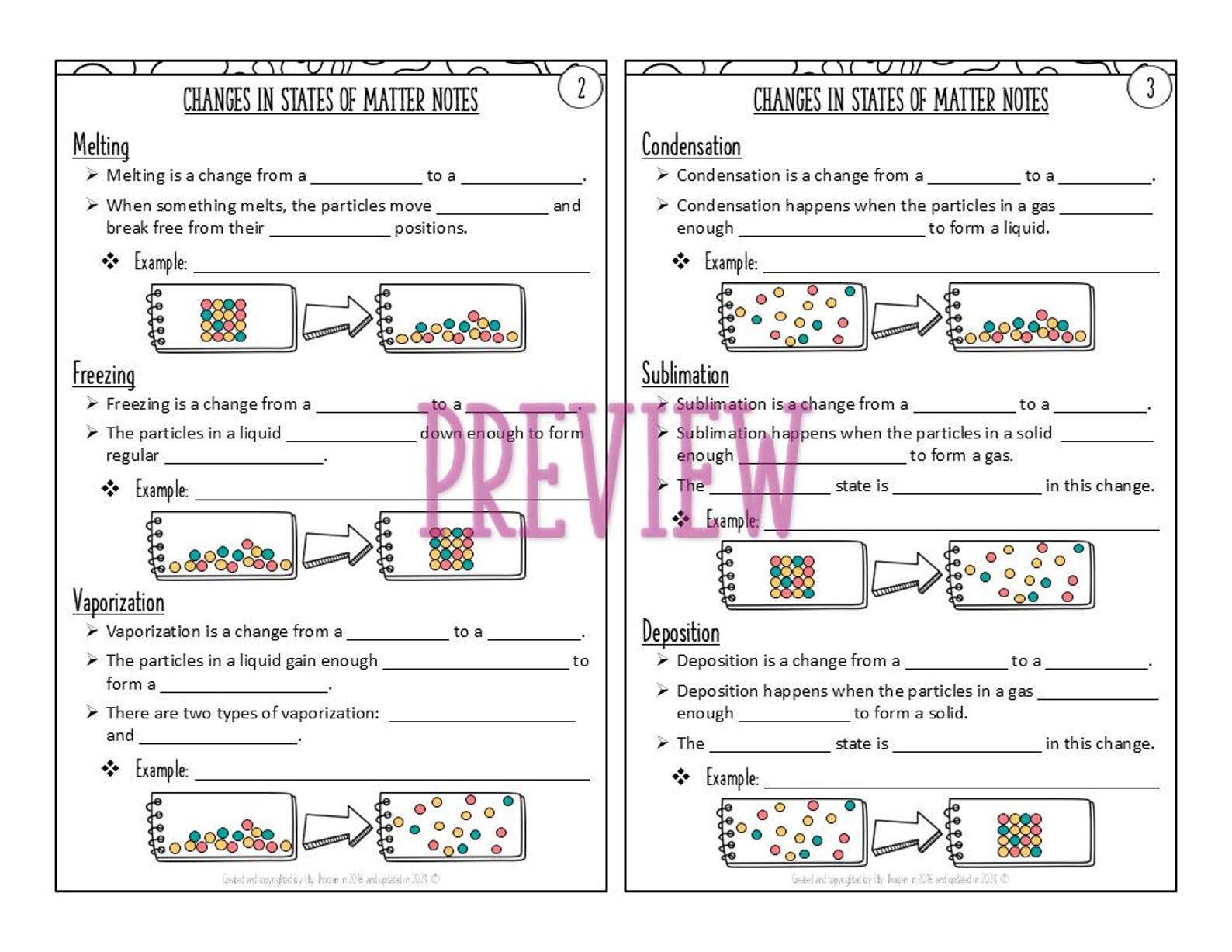 Changes in States of Matter Phase Changes Notes Interactive Science ...