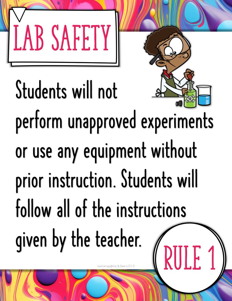 Lab Safety Rules Posters in English and Spanish for Middle School ...