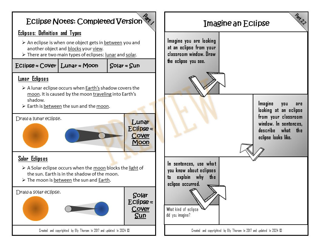 Solar Eclipse 2024 Activity: Solar and Lunar Eclipses Interactive ...
