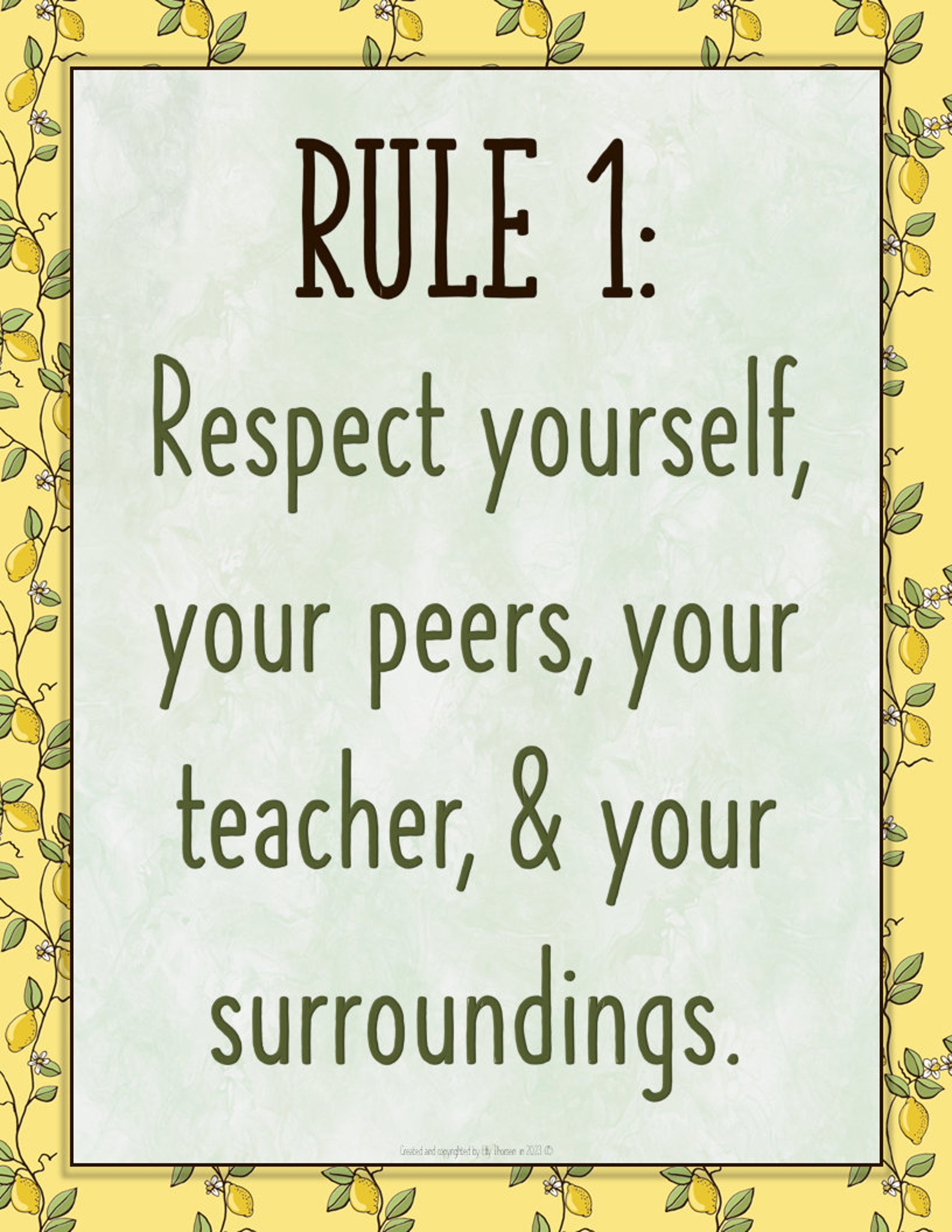 Classroom Management Class Rules & Consequences Posters: Lemon Theme - Etsy