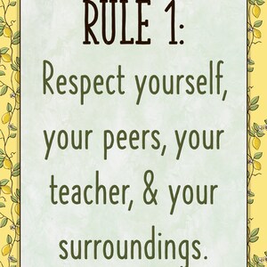 Classroom Management Class Rules & Consequences Posters: Lemon Theme - Etsy