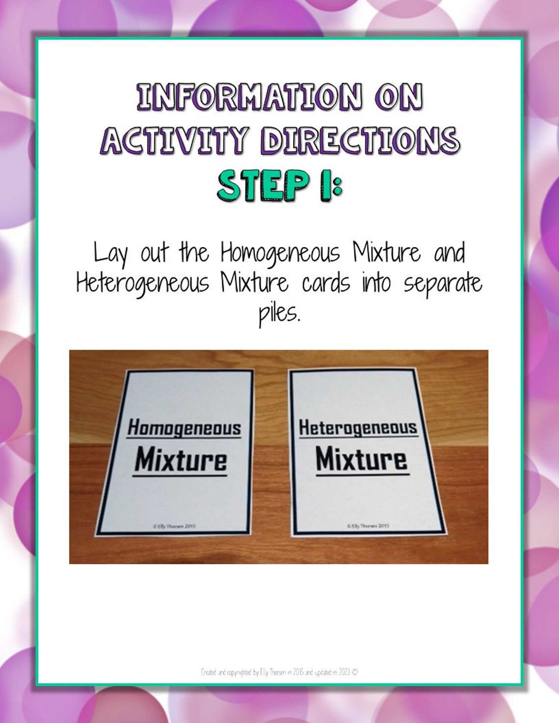 Homogeneous and Heterogeneous Mixtures Card Sorting Activity - Etsy