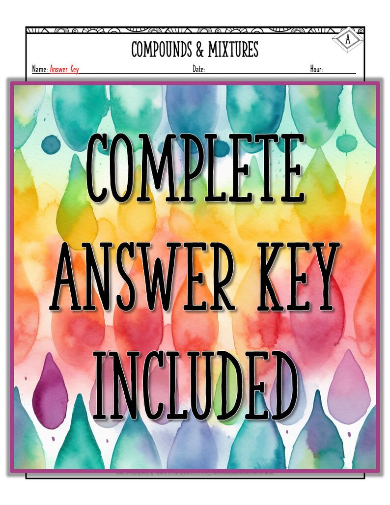 Compounds and Mixtures Practice Worksheet - Etsy