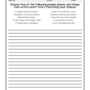 Middle School Writing Prompt Bundle of 15 Writing Prompts in PDF Form ...