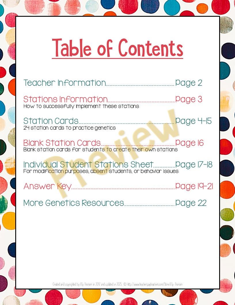 Genetics and Heredity Stations Activity or Lab for Middle School ...