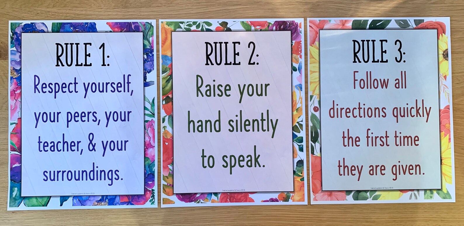 Classroom Management Class Rules & Consequences Posters: Floral Theme ...
