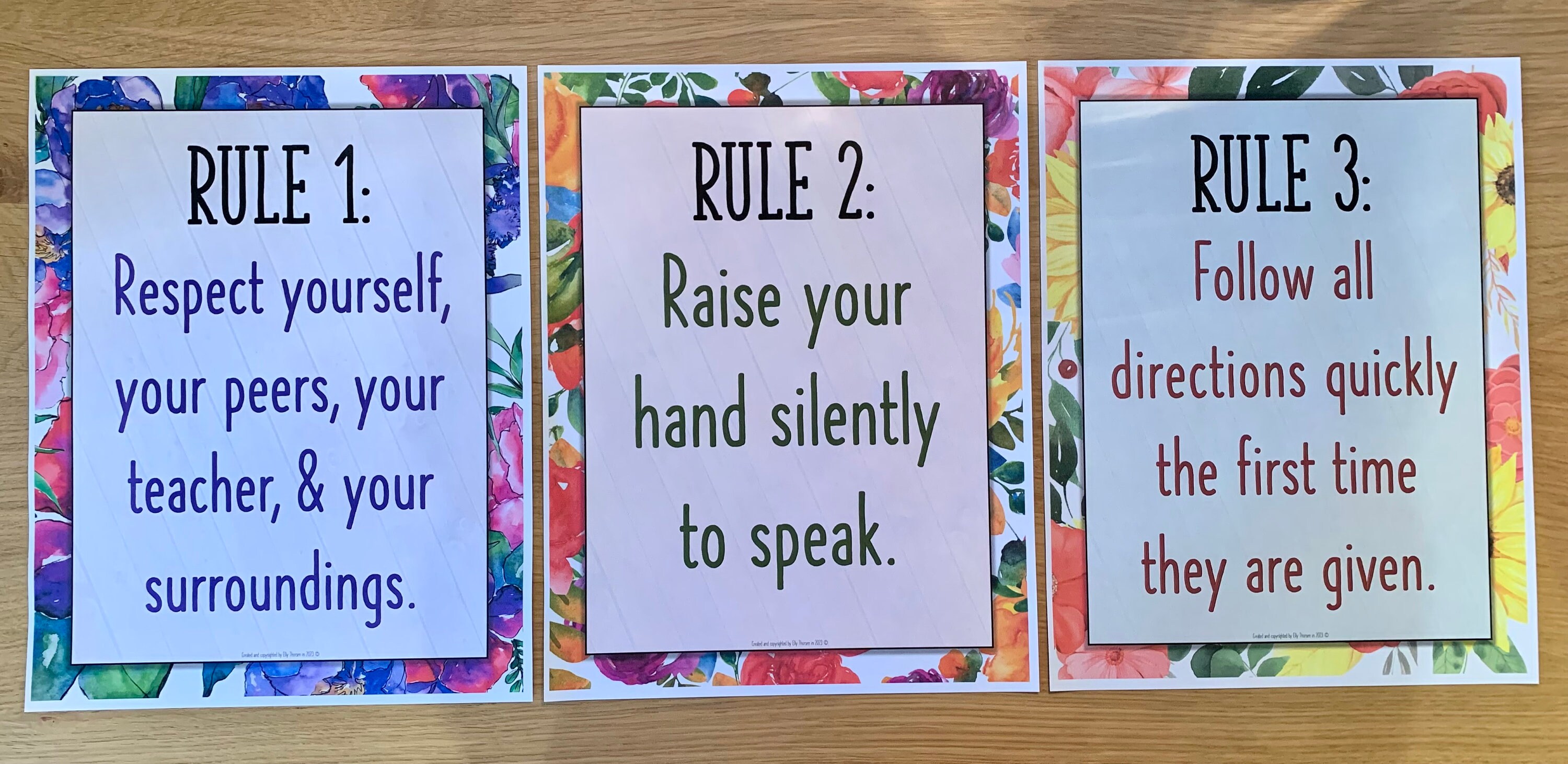Classroom Management Class Rules & Consequences Posters: Floral Theme ...