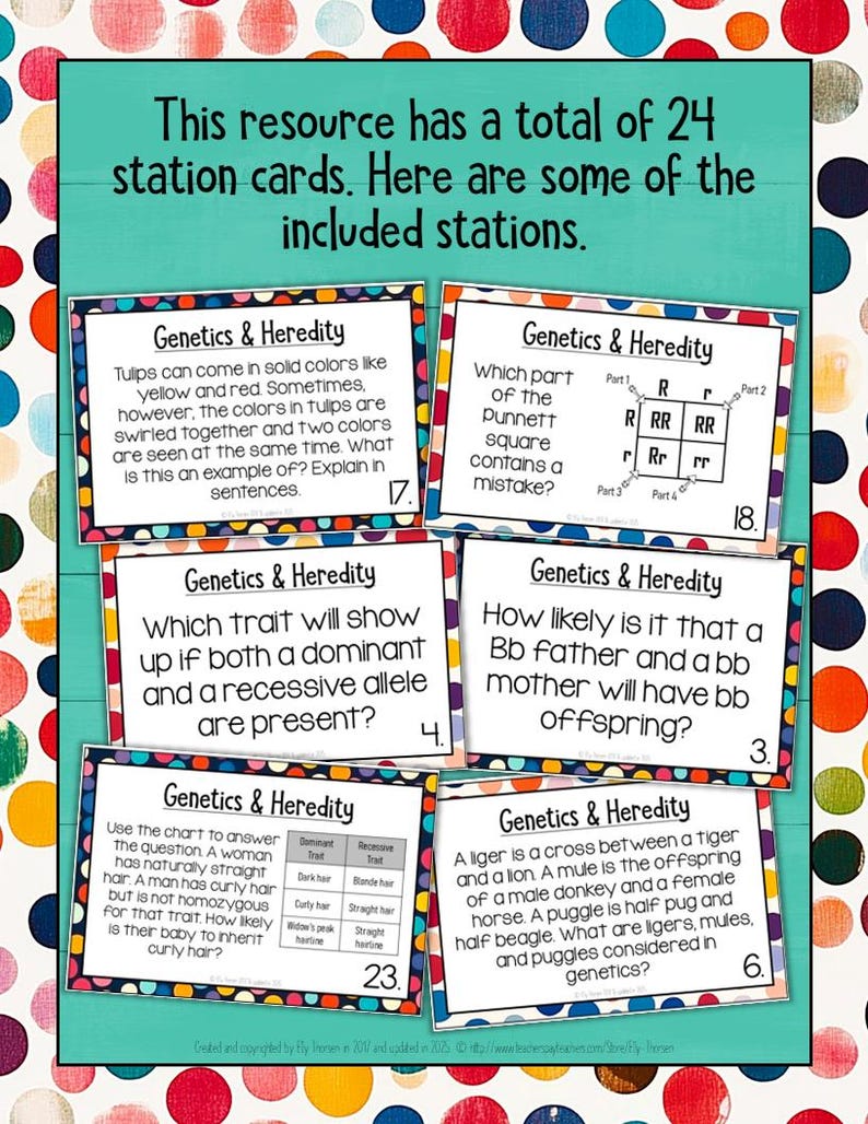 Genetics and Heredity Stations Activity or Lab for Middle School ...