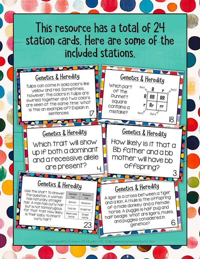 Genetics and Heredity Stations Activity or Lab for Middle School ...