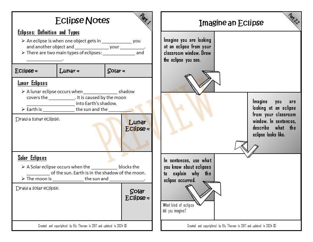 Solar Eclipse 2024 Activity: Solar and Lunar Eclipses Interactive ...