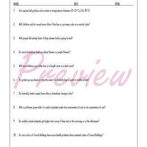 Scientific Method Stations: an Activity for Hypotheses, Variables, and ...