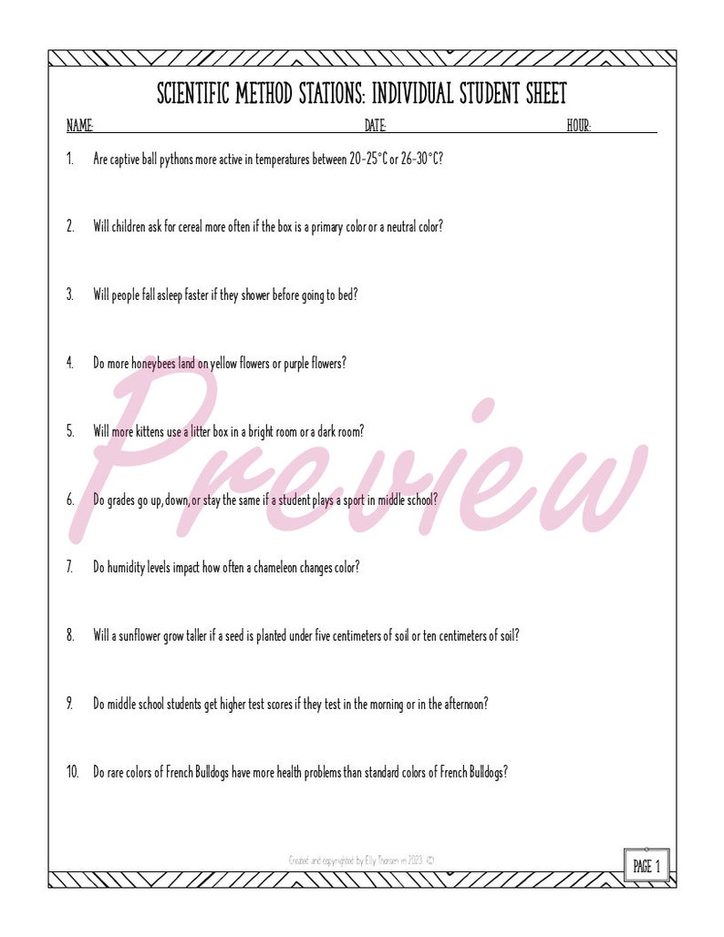 Scientific Method Stations: an Activity for Hypotheses, Variables, and ...