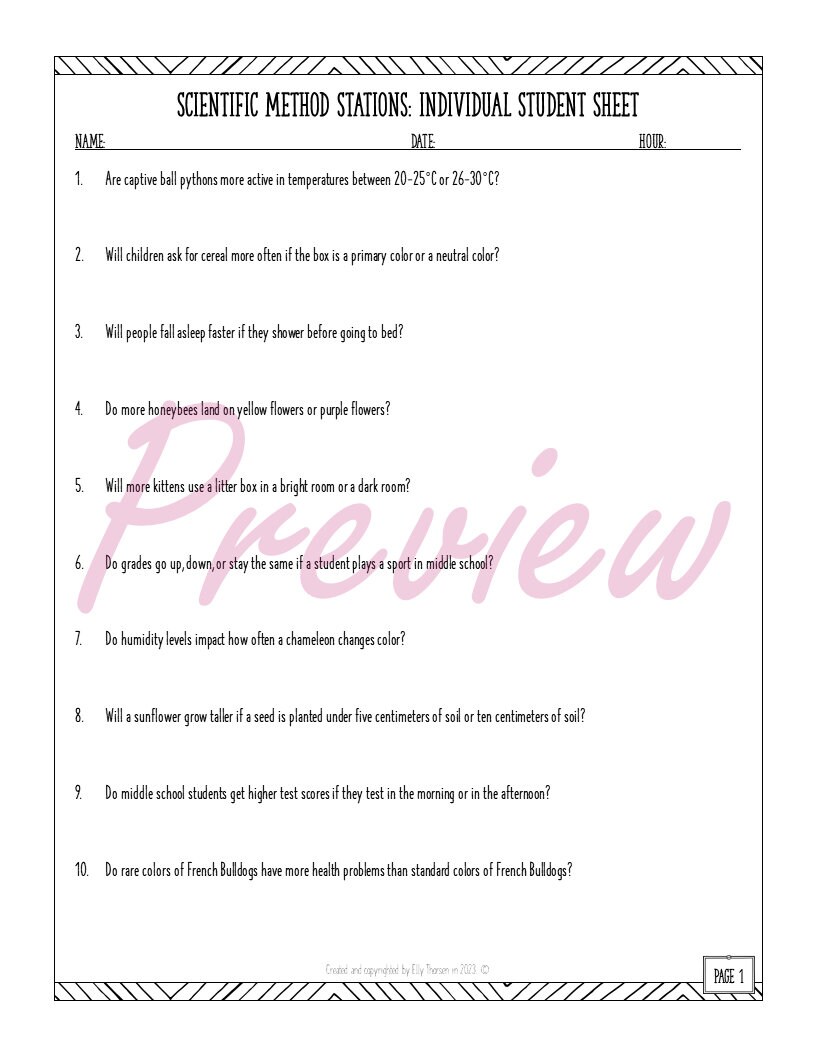 Scientific Method Stations: an Activity for Hypotheses, Variables, and ...
