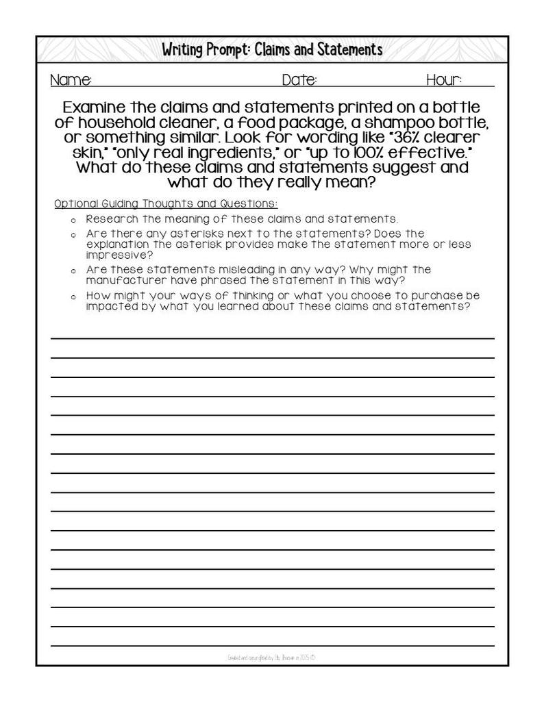 Middle School Writing Prompt Bundle of 15 Writing Prompts in PDF Form ...