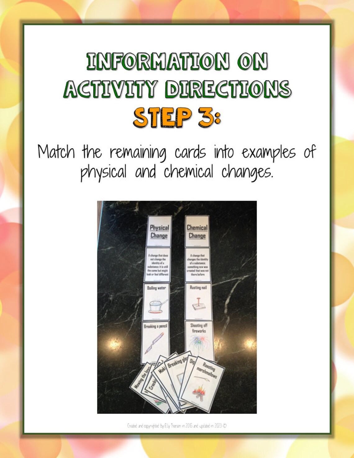 Physical and Chemical Changes Card Sorting Activity - Etsy