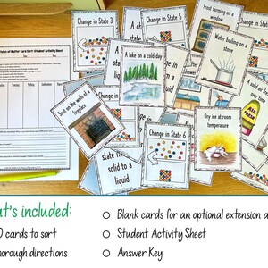 Changes in States of Matter Card Sorting Activity Phase Changes for ...