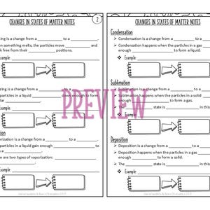 Changes in States of Matter Phase Changes Notes Interactive Science ...