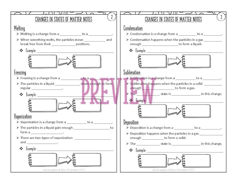 Changes in States of Matter Phase Changes Notes Interactive Science ...