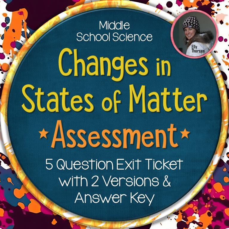 Changes in States of Matter Phase Changes Assessment Exit Ticket Quiz ...