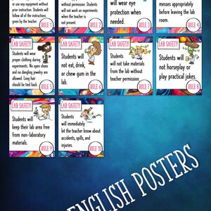 Lab Safety Rules Posters in English and Spanish for Middle School ...