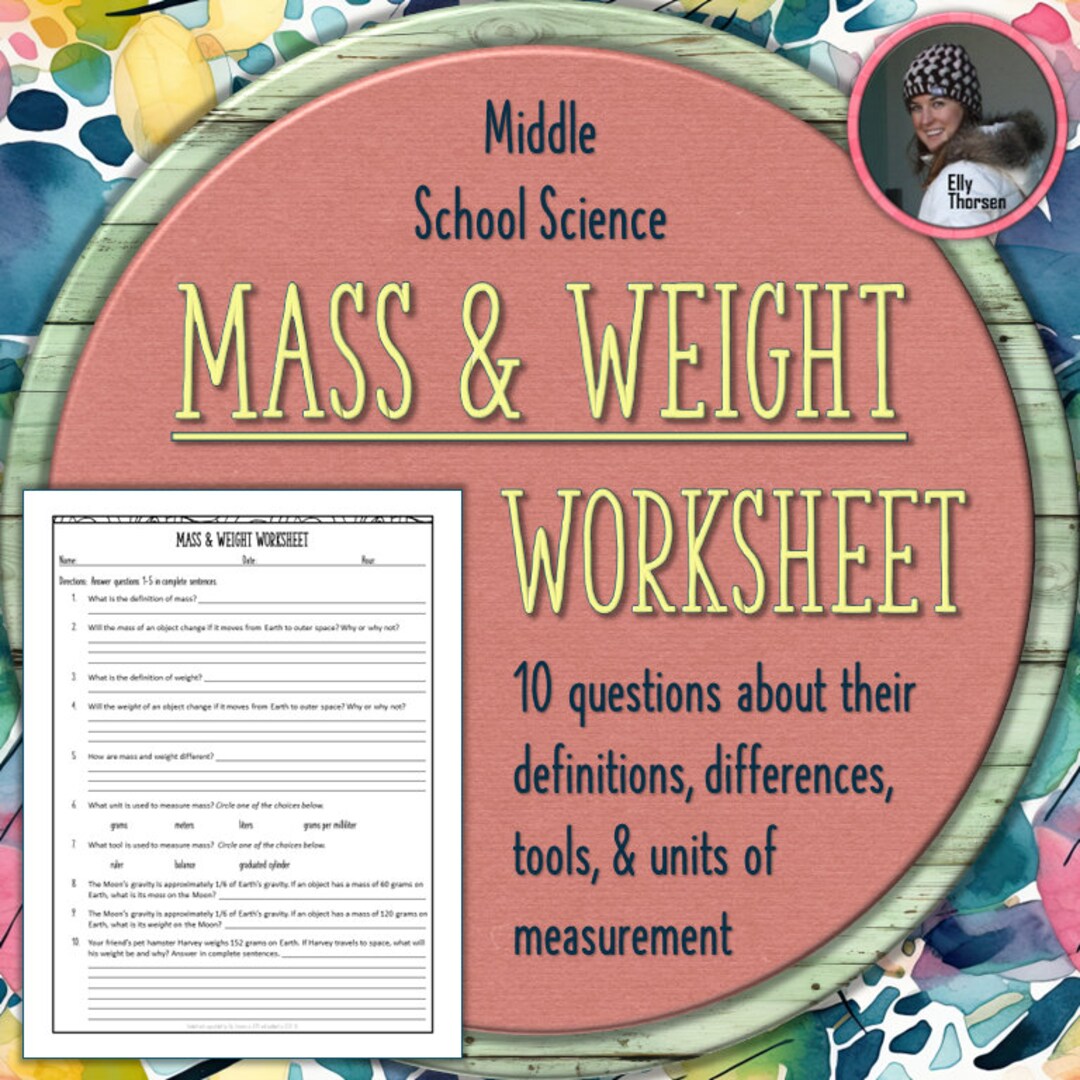 Mass and Weight Worksheet: Middle School Science Measurement - Etsy