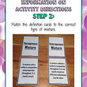 Homogeneous and Heterogeneous Mixtures Card Sorting Activity - Etsy