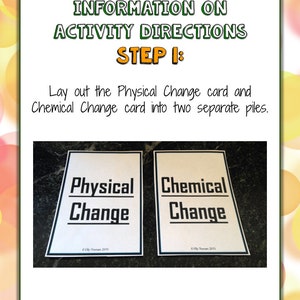 Physical and Chemical Changes Card Sorting Activity - Etsy