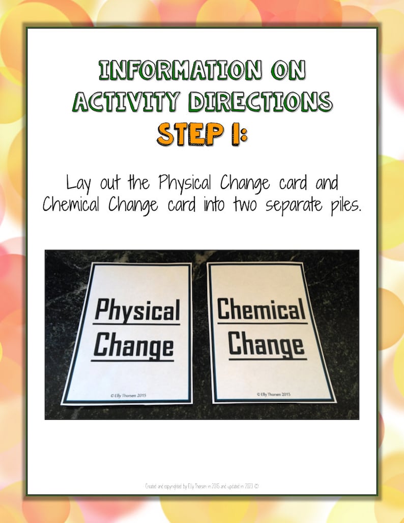 Physical and Chemical Changes Card Sorting Activity - Etsy