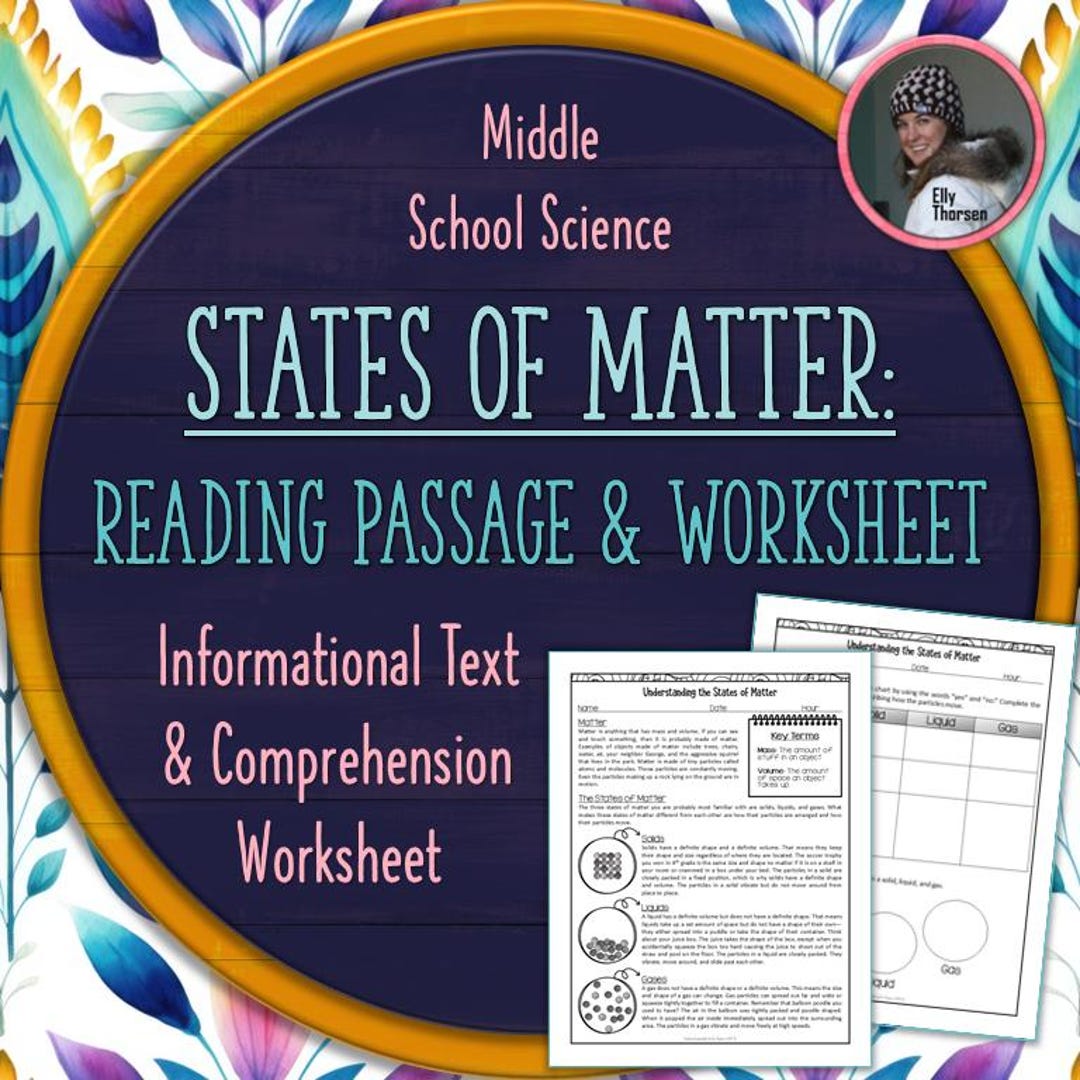 States of Matter Informational Text Reading Comprehension Passage and ...