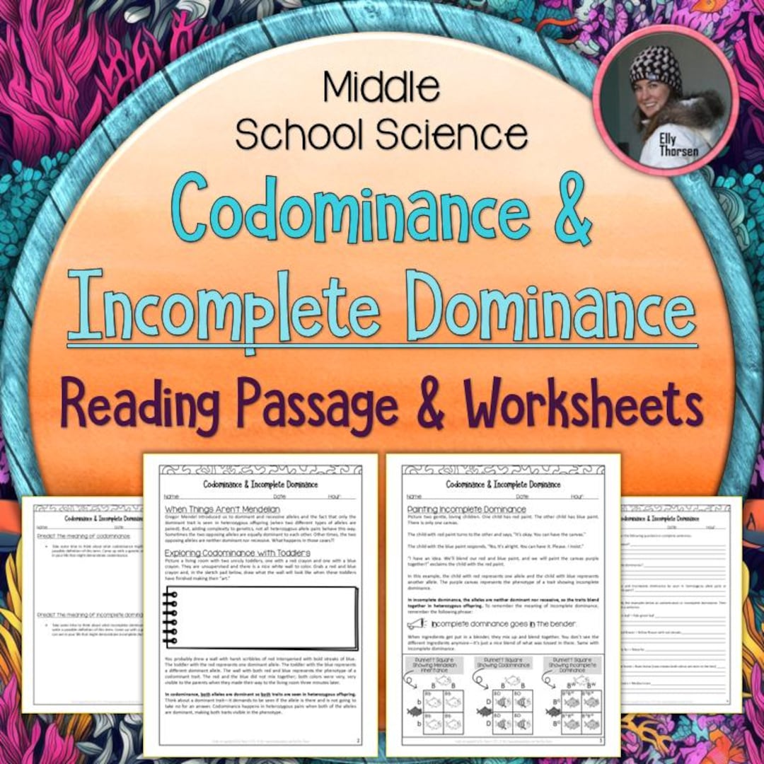 Codominance and Incomplete Dominance Genetics Reading Passage ...